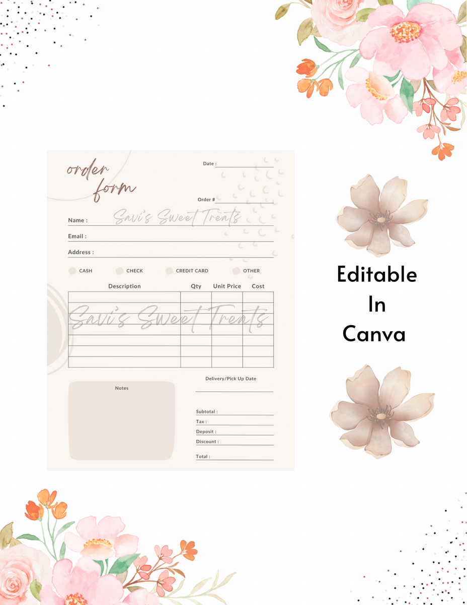 Cake Order Form – Savi’s Sweet Treats